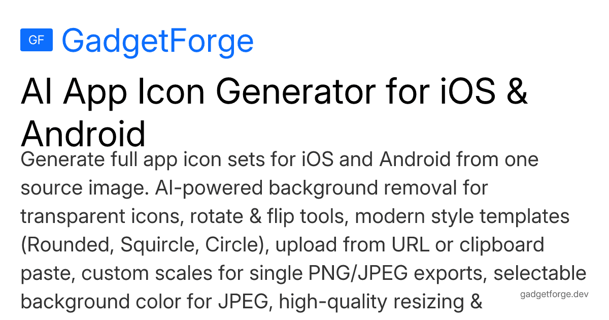 AI App Icon Generator for iOS & Android - GadgetForge