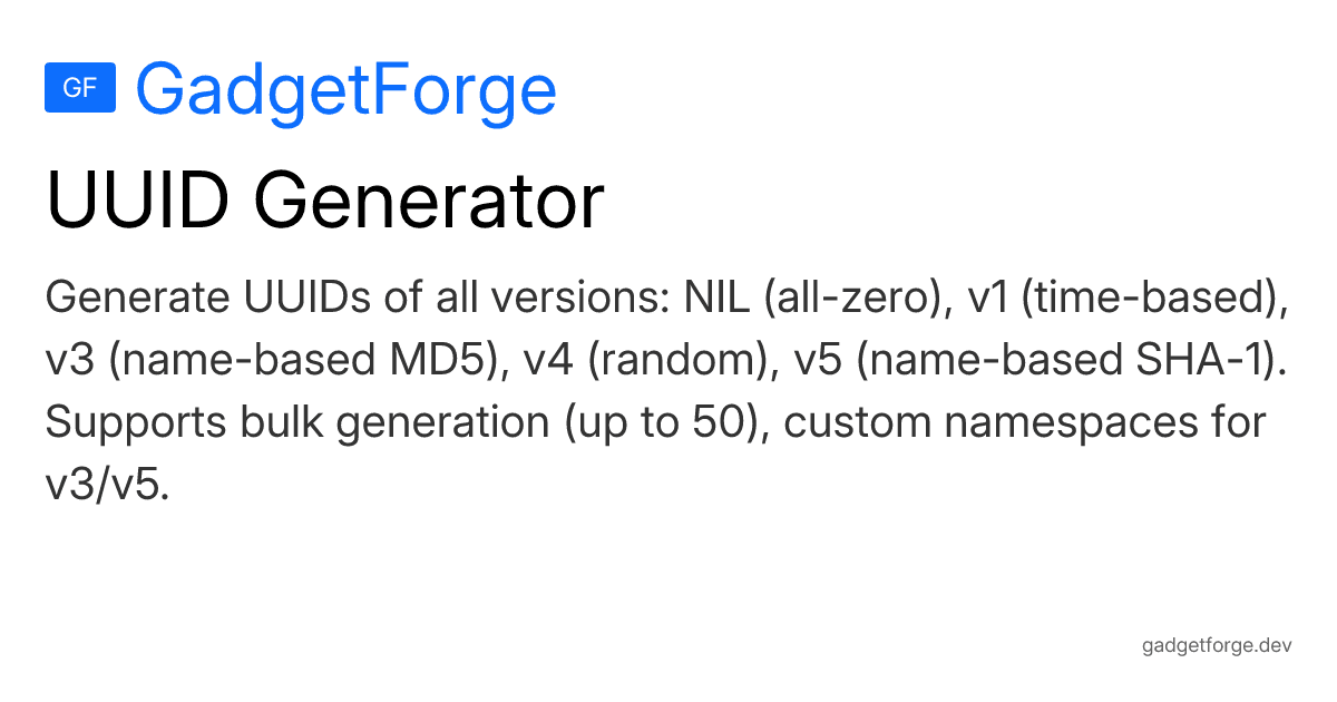 UUID Generator - GadgetForge